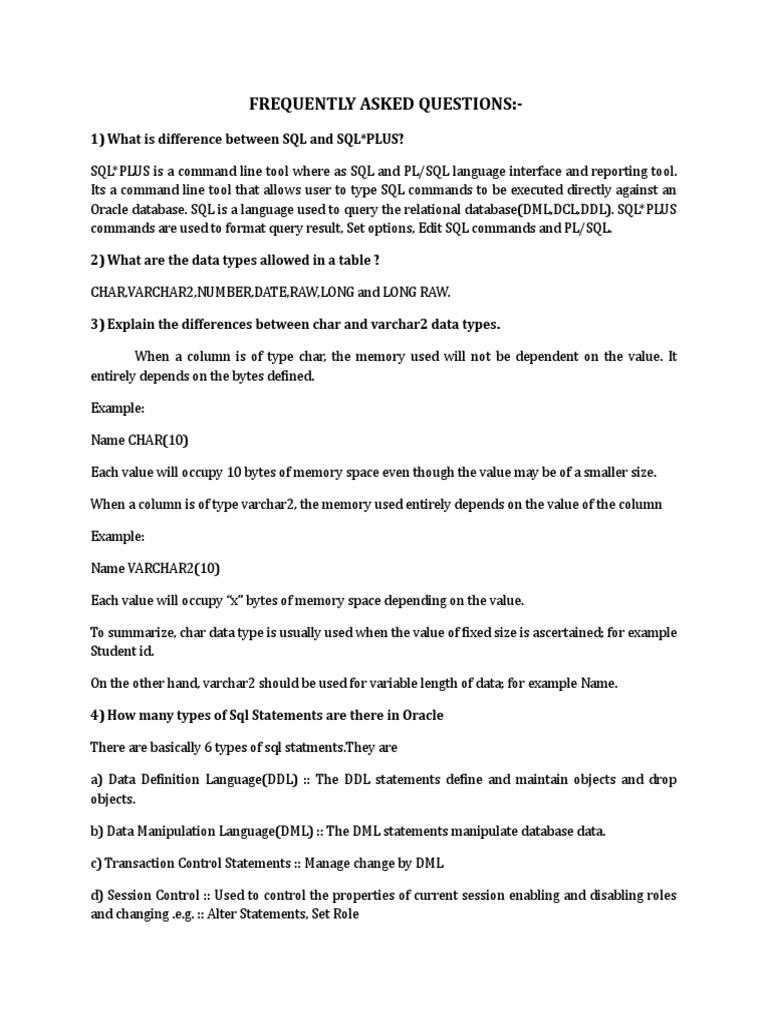 Oracle Interview Questions Pdf Pl Sql Databases