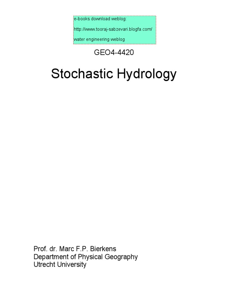 Stochastic Hydrology Pdf Pdf Variance Errors And Residuals