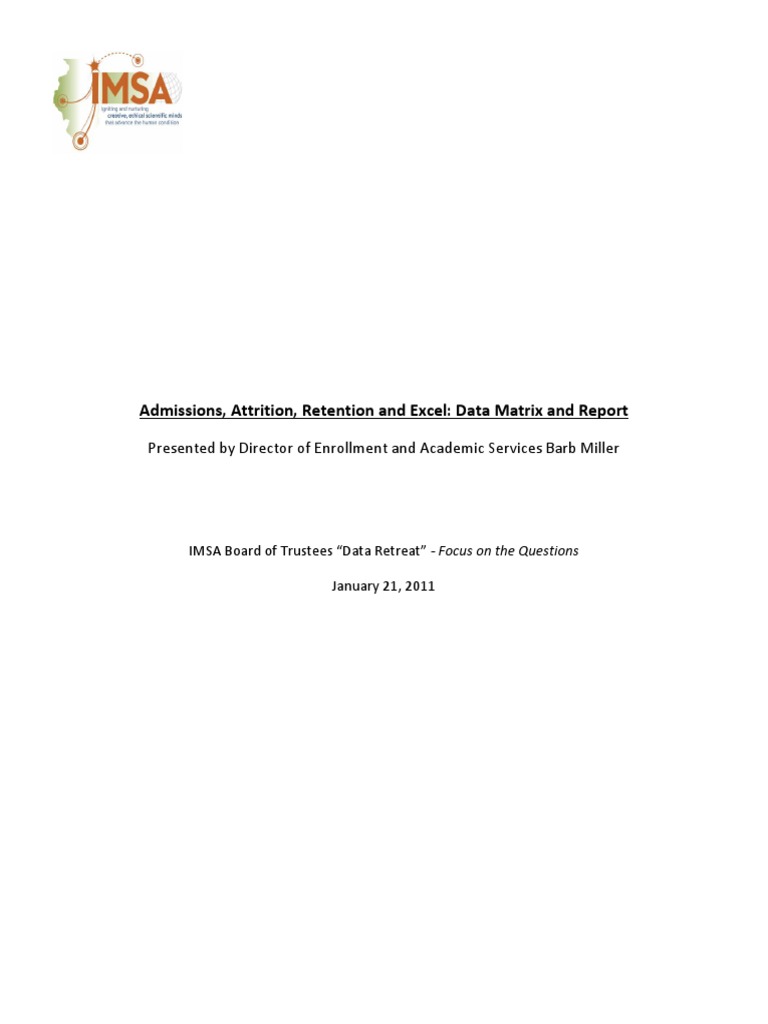 Admissions, Attrition, Retention, Excel-Data Matrix and Report | PDF ...