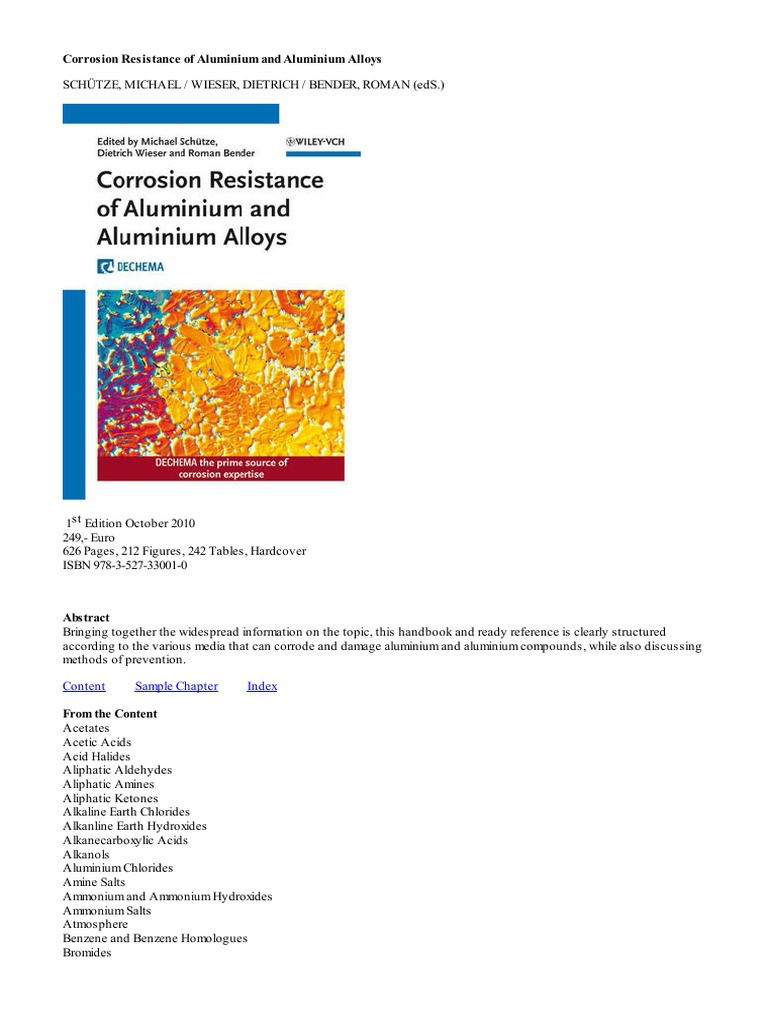 Corrosion Resistance of Aluminium and Aluminium Alloys | PDF
