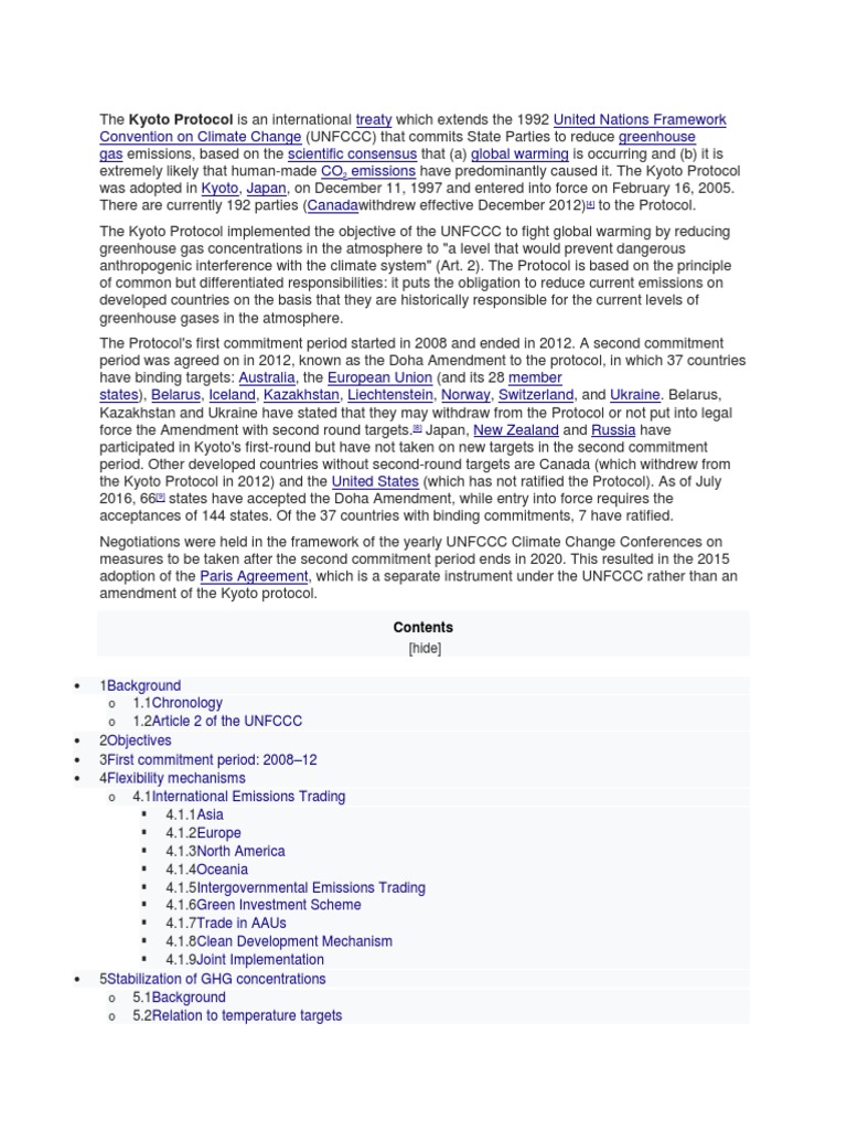 Kyoto Protocol | PDF | Kyoto Protocol | United Nations Framework ...