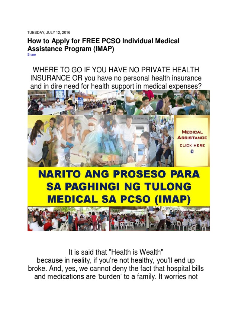 How To Apply For FREE PCSO Individual Medical Assistance Program (IMAP ...