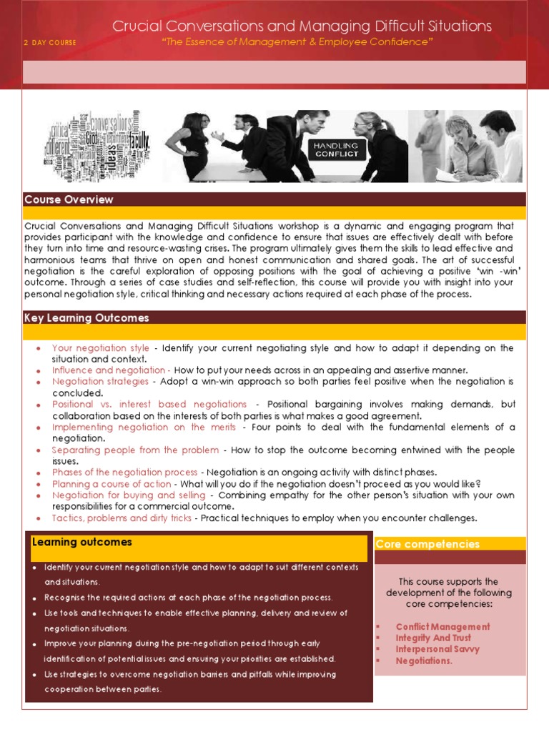 Crucial Conversations and Managing Difficult Situations: Course ...