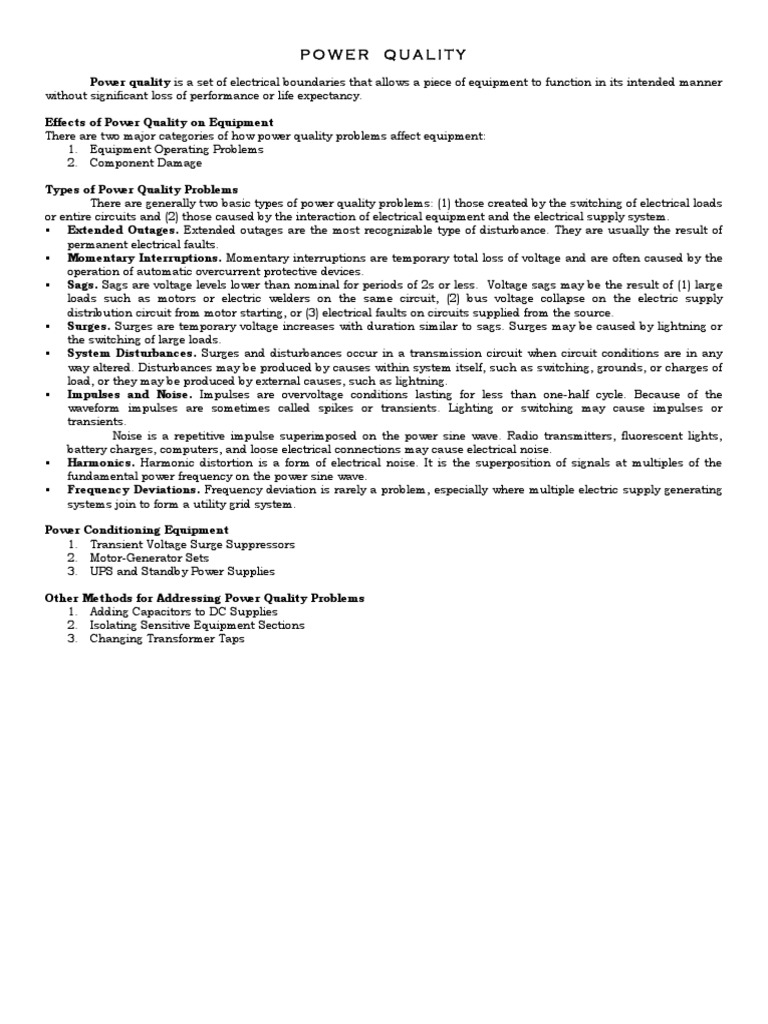 Power Quality | PDF | Electrical Engineering | Electricity