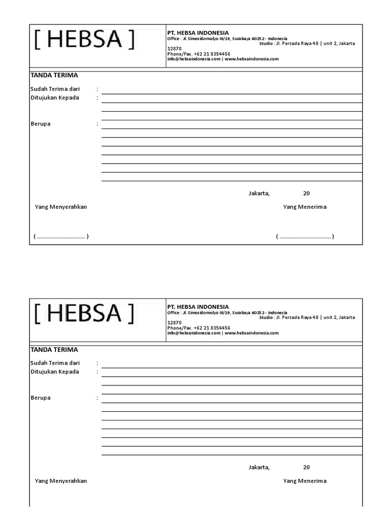 Form Tanda Terima | PDF