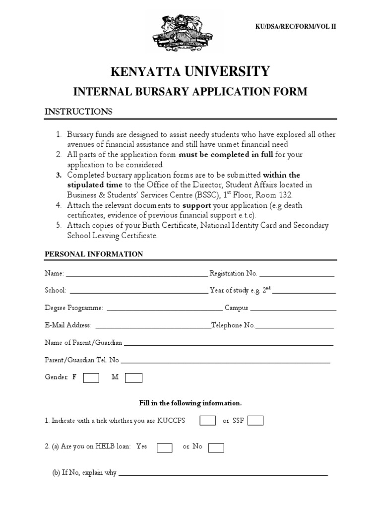 Bursary Application Form | PDF | Government | Social Institutions