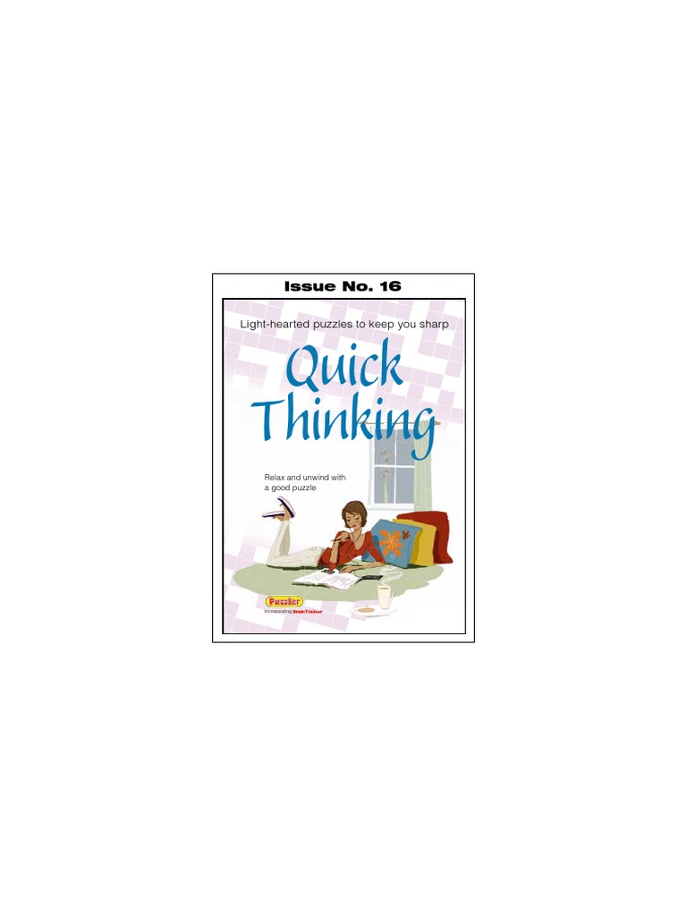 Quick Thinking | PDF | Crossword | Games Of Mental Skill