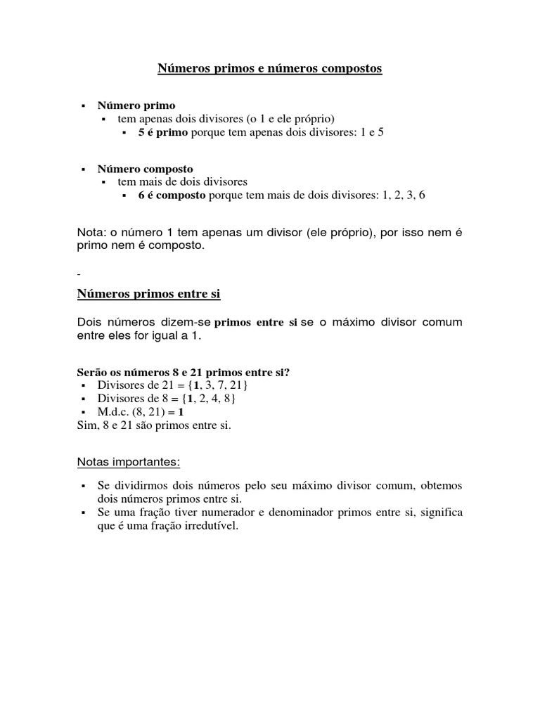 Números Primos e Números Compostos | PDF