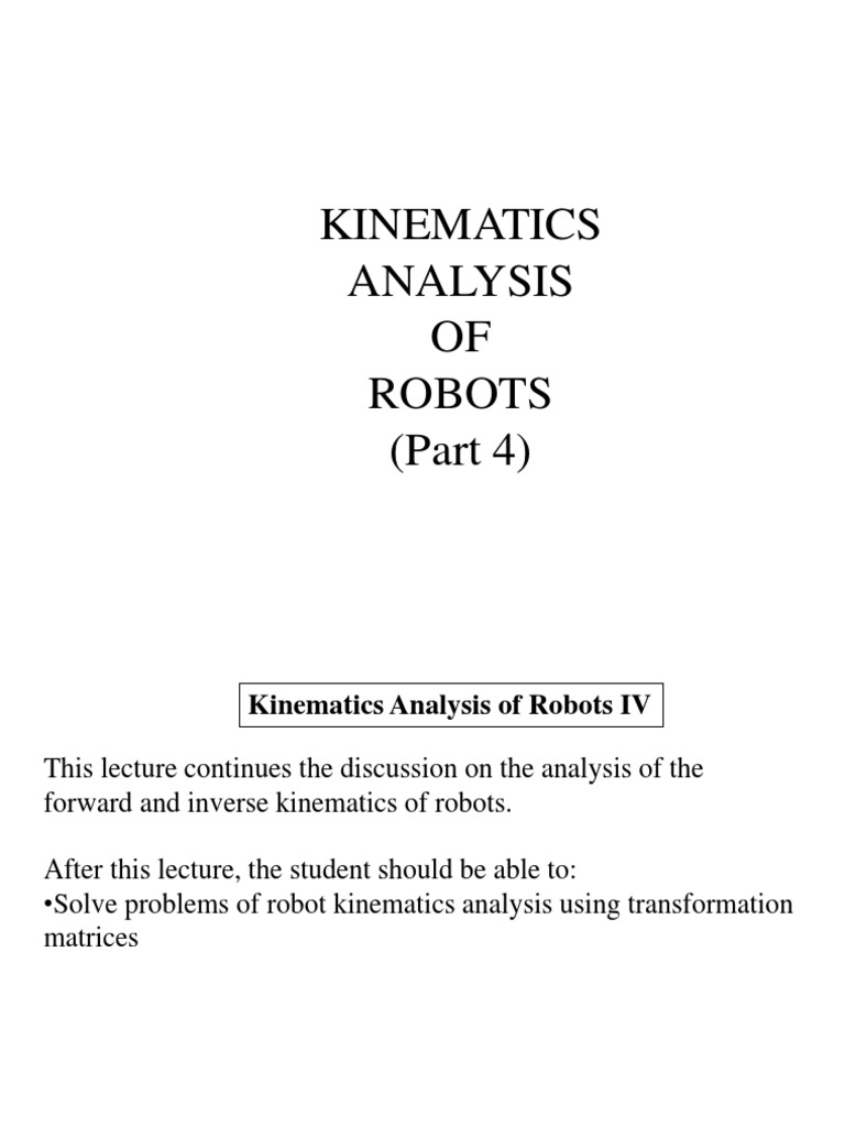 Kinematics Analysis OF Robots (Part 4) | PDF | Trigonometric Functions | Matrix (Mathematics)