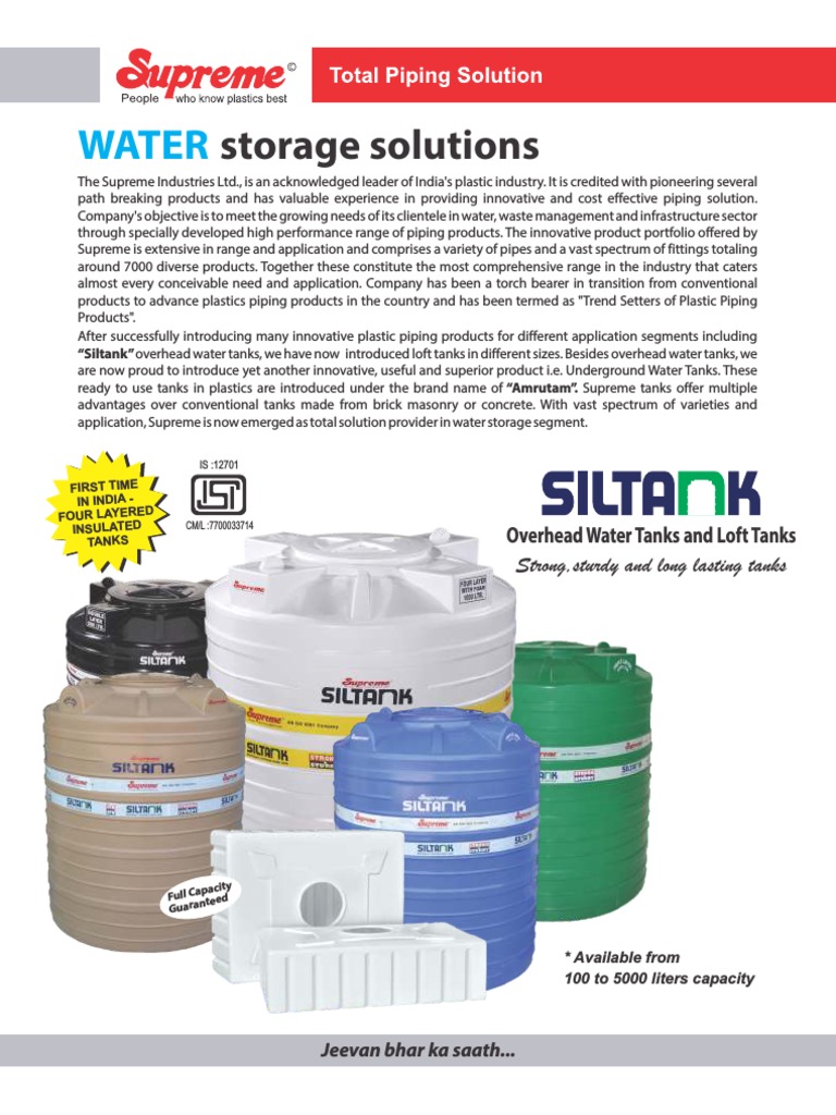 Supreme Water Tank Specifications and Prices | PDF | Tanks | Ultraviolet