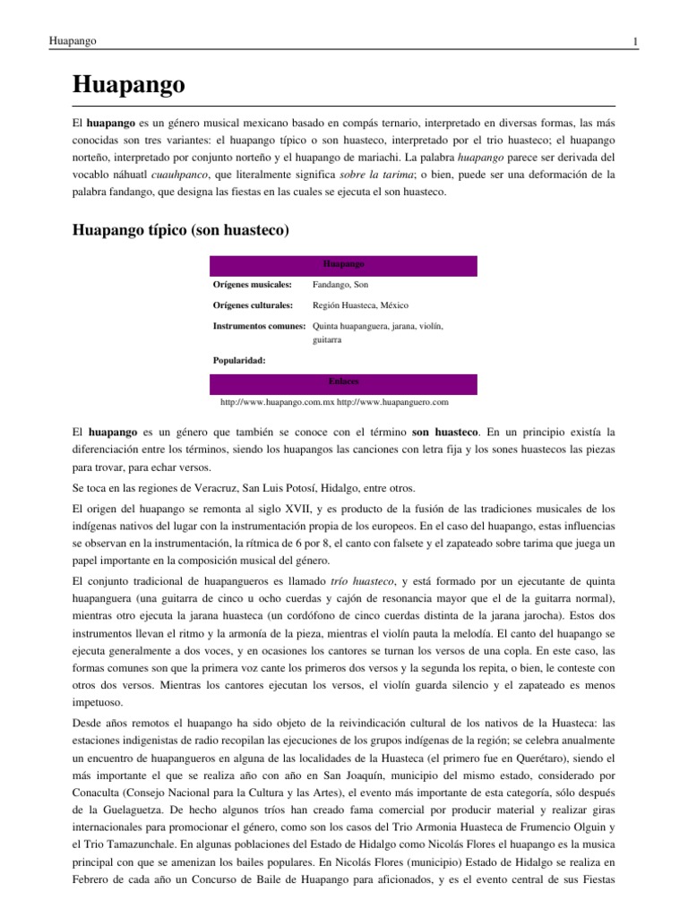 Historia y Variedades del Huapango | PDF | Musica Latinoamericana ...