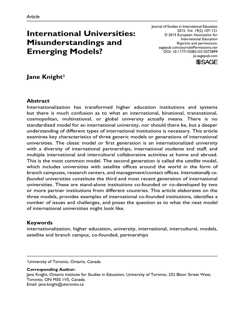 Jane Knight 2015 | PDF | Academia | Further Education