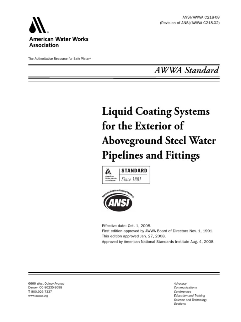 Awwa C218 2008 | PDF | Paint | Acrylic Paint