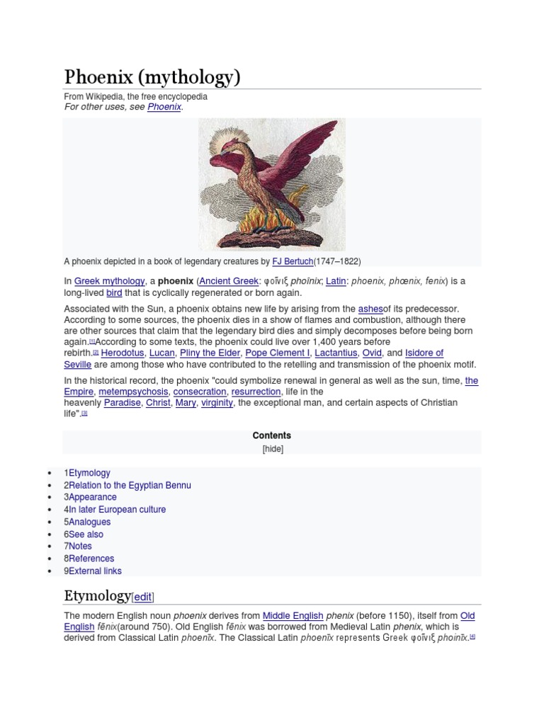 Phoenix | PDF | Mythology | Religion And Belief