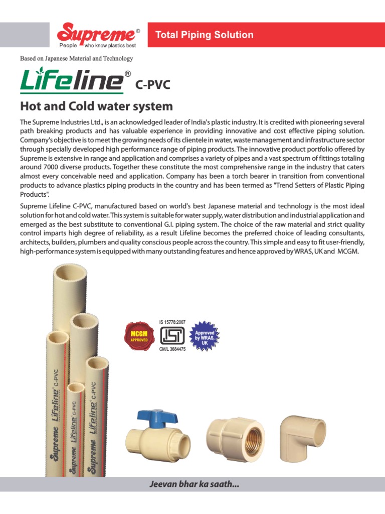 3 Lifeline CPVC Hot and Cold Plumbing System | Download Free PDF | Pipe ...