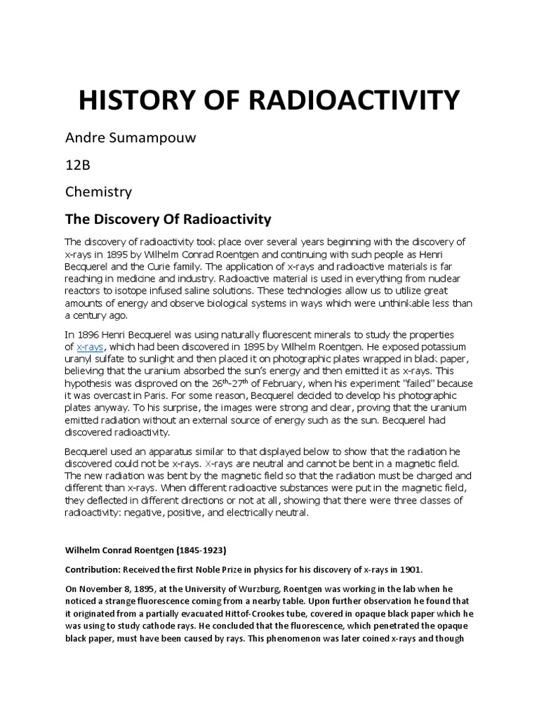 History of Radioactivity | Radioactive Decay | Chemical Elements