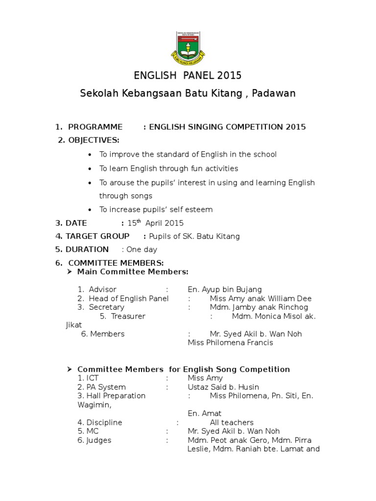 English Singing Competition 2015 | PDF