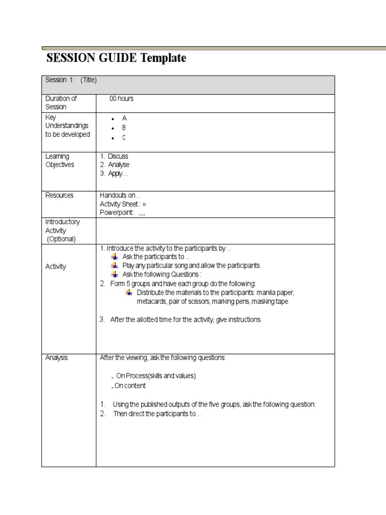 Session Guide Template | PDF