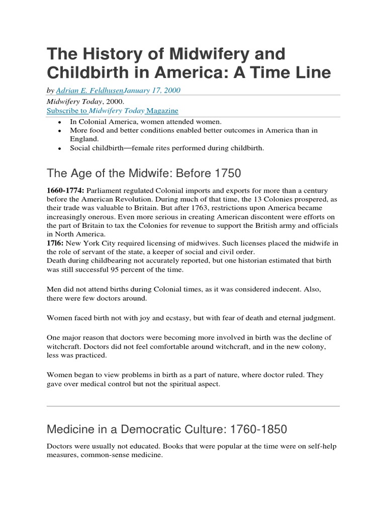 The History of Midwifery and Childbirth in America | PDF | Midwife ...