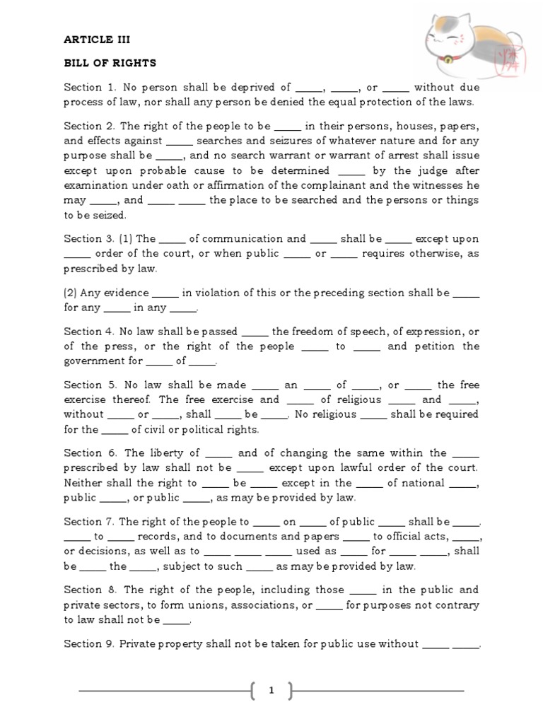 Article Iii Bill of Rights | PDF | Search And Seizure | Article Three ...