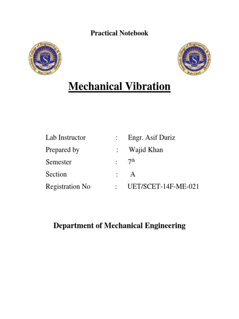 Mechanical Vibration: Practical Notebook | PDF