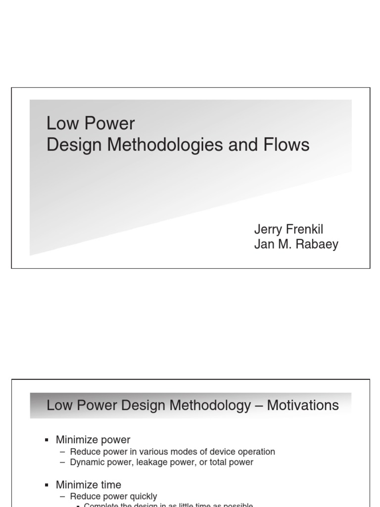 Low Power Design Methodologies and Flows | PDF | Digital Technology | Electrical Engineering