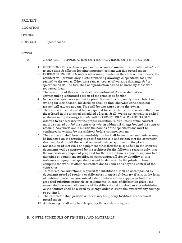 Civil Engineering Specifications Overview | PDF | Specification ...