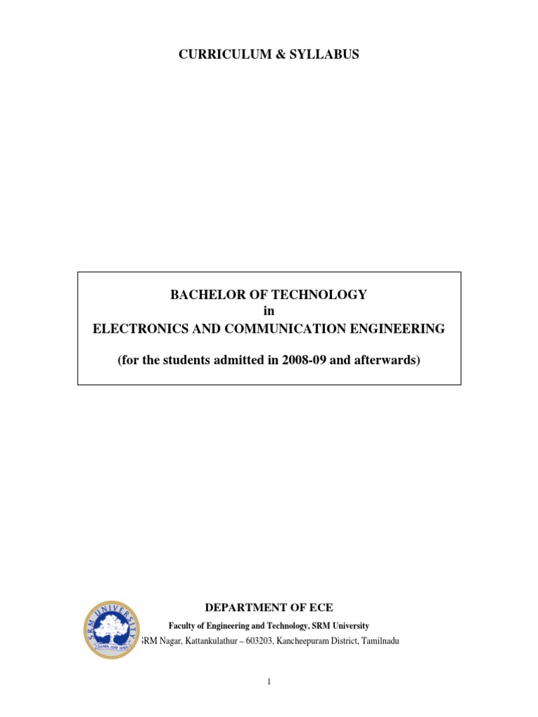 SRM University B.Tech ECE Syllabus | PDF | Corrosion | Analytic Geometry