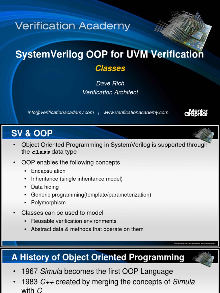 Course Systemverilog Oop For Uvm Verification Session1 Classes Drich 6600