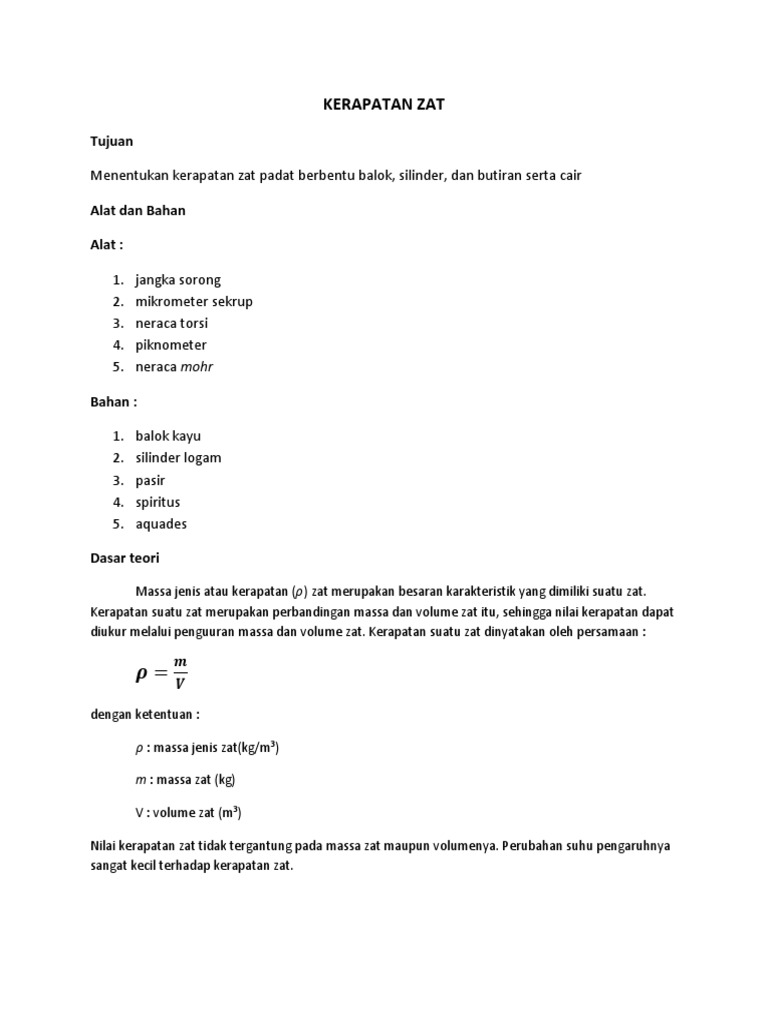 Kerapatan Zat | PDF