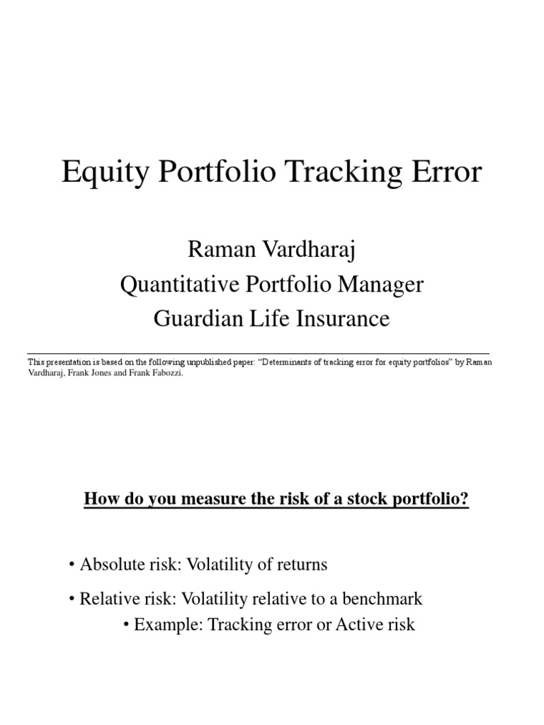 Collection of Portfolio Tracking Error Calculation | PDF | Beta ...