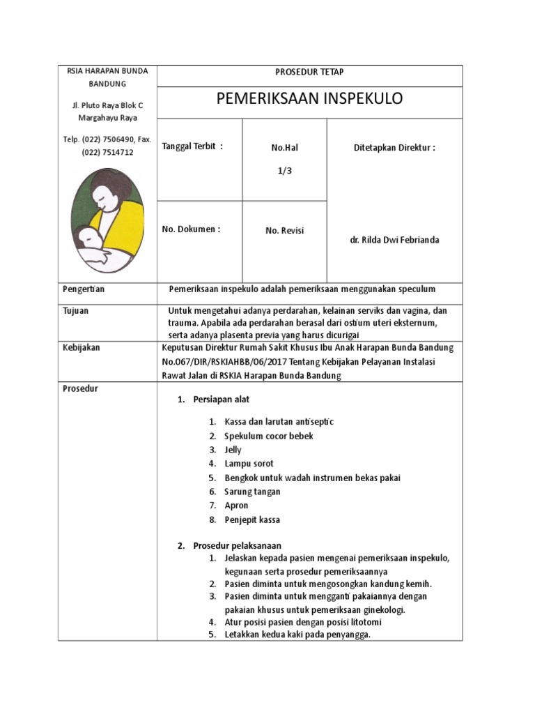 Prosedur Pemeriksaan Inspekulo | PDF