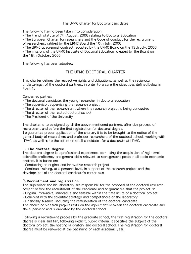 Doctorate Charter | PDF | Doctorate | Doctor Of Philosophy