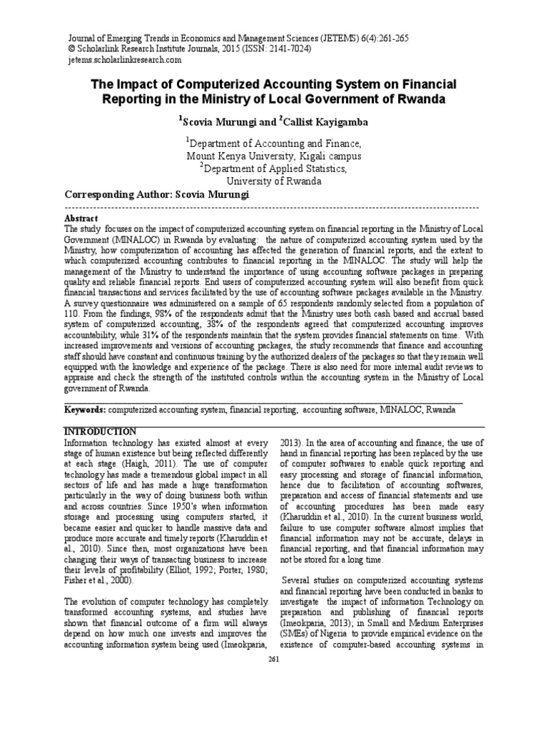 The Impact of Computerized Accounting New PDF | PDF | Financial ...