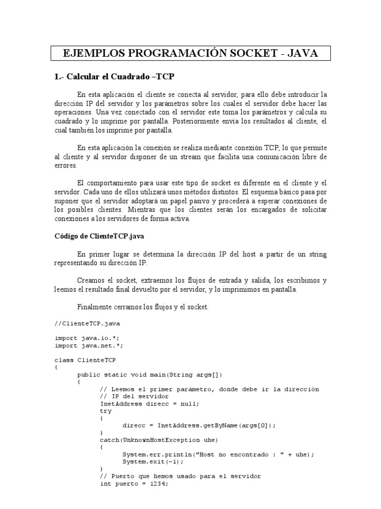 Ejemplos de Programación Socket en Java | PDF | Protocolos de internet ...