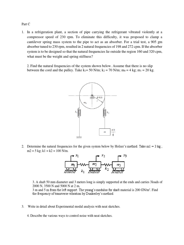 Vibration Possible Question | PDF | Normal Mode | Eigenvalues And Eigenvectors