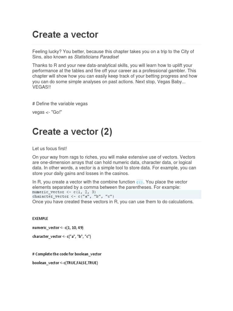 Create A Vector | PDF | Categorical Variable | Matrix (Mathematics)