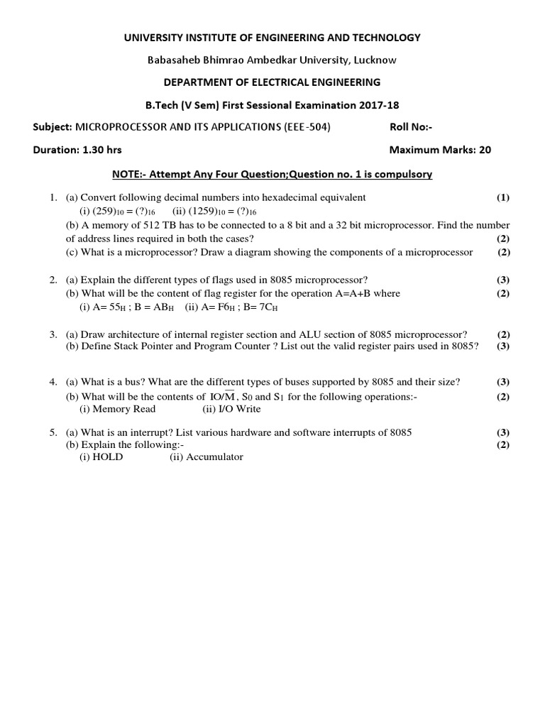 Microprocessor Exam Guide | PDF | Computers | Technology & Engineering