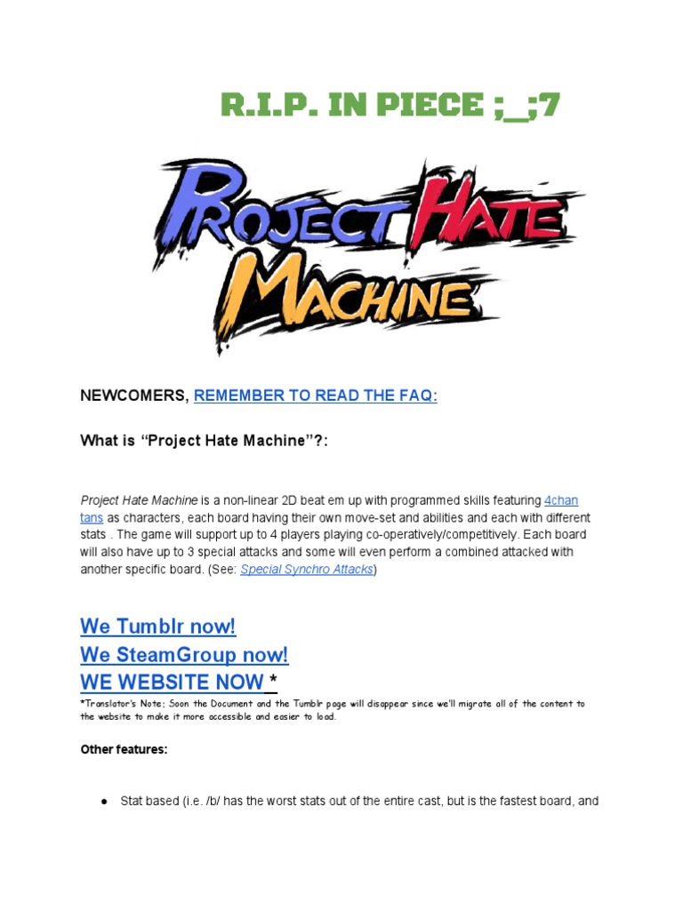 Project Hate Machine FAQ | PDF | Leisure