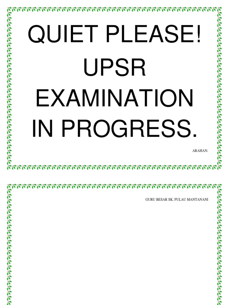 Notis Senyap Upsr Exam 2017 | PDF