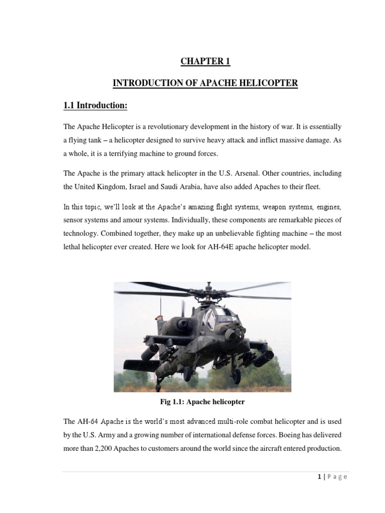 Apache Helicopter Report | PDF | Helicopter Rotor | Lift (Force)