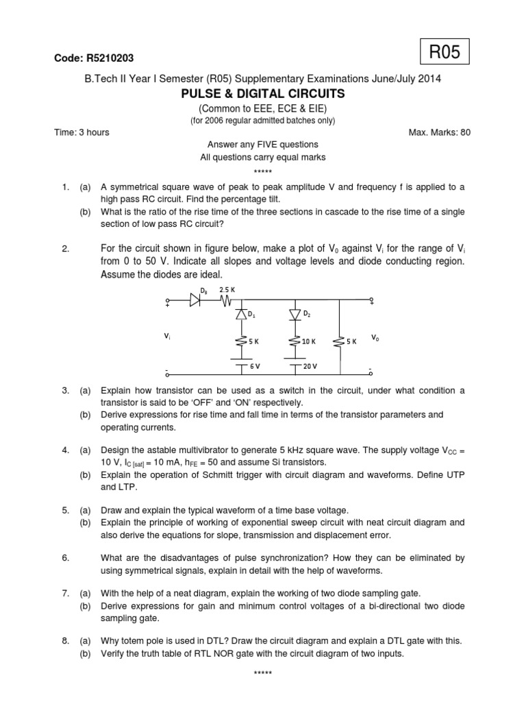 B.Tech Pulse & Digital Circuits Exam Guide | PDF | Electronic Circuits ...