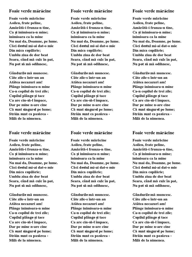 Foaie Verde Mărăcine | PDF