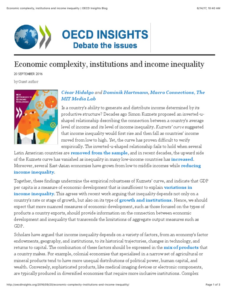 Economic Complexity Institutions and Income Inequality OECD Insights Blog | PDF | Economic ...