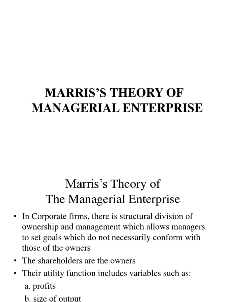 Marris'S Theory of Managerial Enterprise | PDF | Profit (Economics ...