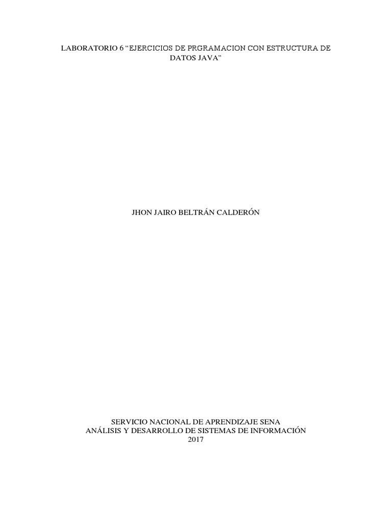 LABORATORIO 6 Ejercicios de Programación Con Estructuras de Datos en Java | PDF | Java (lenguaje ...