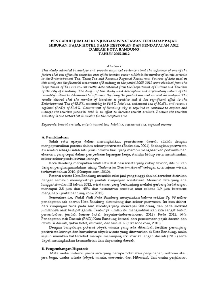0 2 Pengaruh Jumlah Kunjungan Wisatawan Terhadap Pajak - Nugraha Rita | PDF | Ilmu Sosial