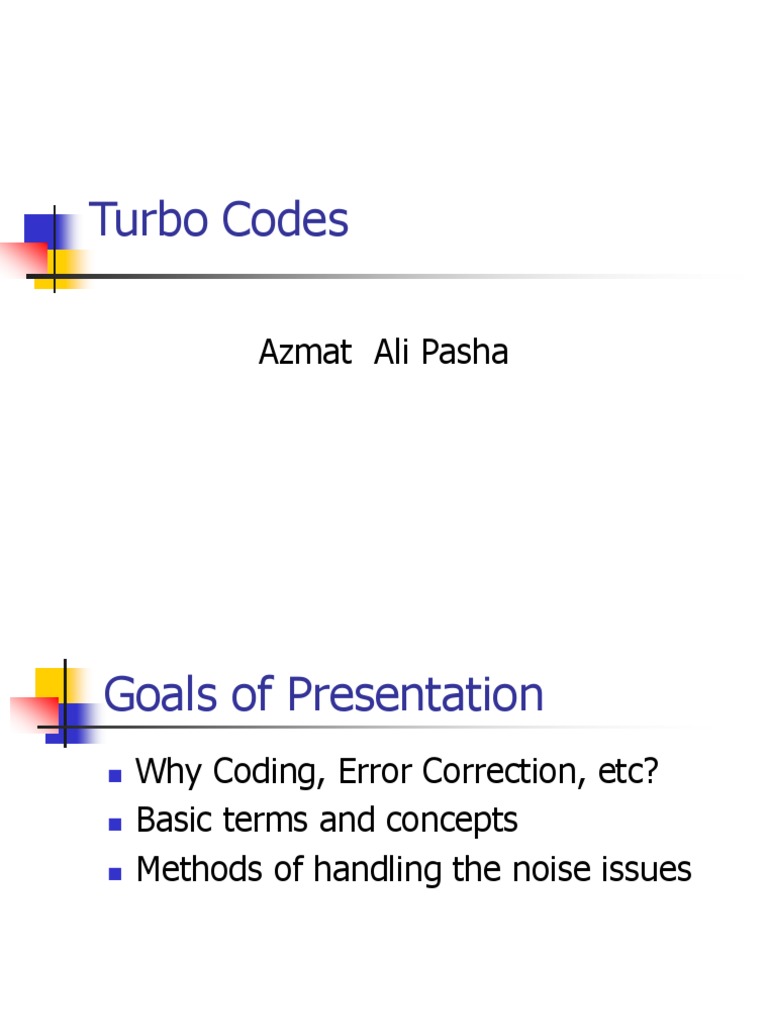 Turbo Codes: Azmat Ali Pasha | PDF | Forward Error Correction | Data Compression