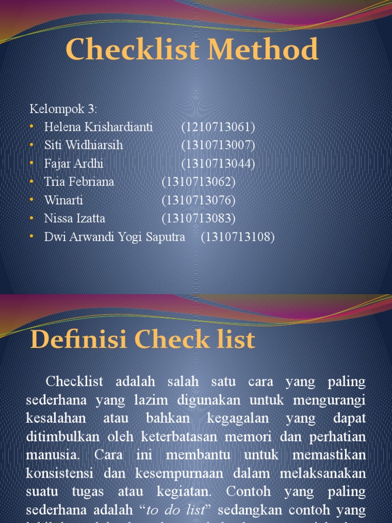 Checklist Method | PDF