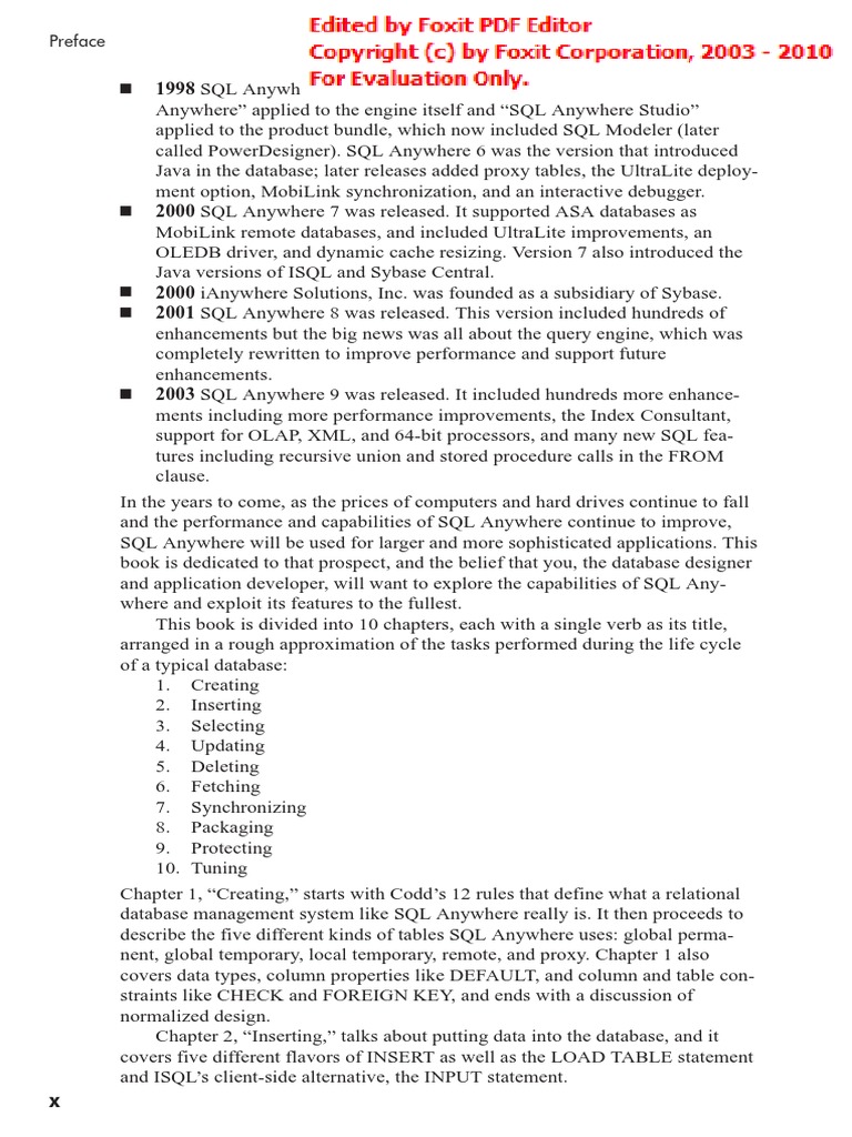 A History of SQL Anywhere Releases and an Overview of the Contents and ...